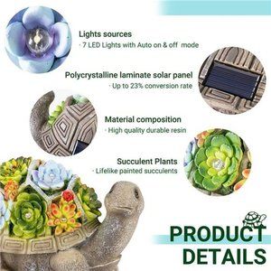 Accents | Solar Garden Statues Turtle Figurine Garden Decor With 7 Leds ...